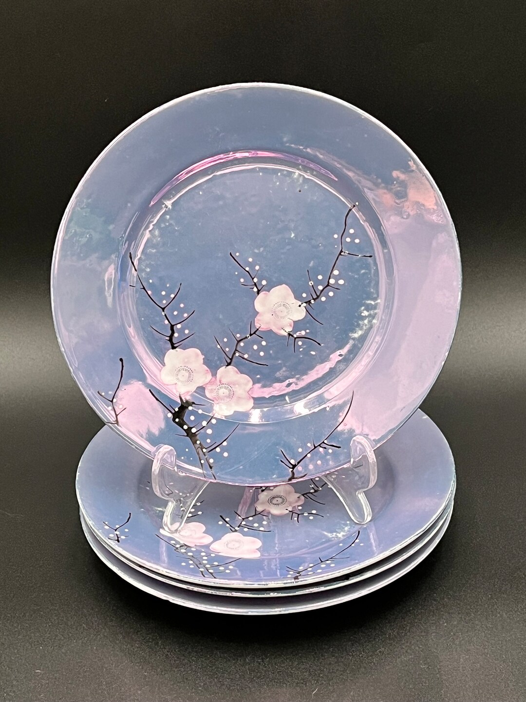 Blue Luster Cherry Blossom Luncheon Plates Set of Four - Etsy