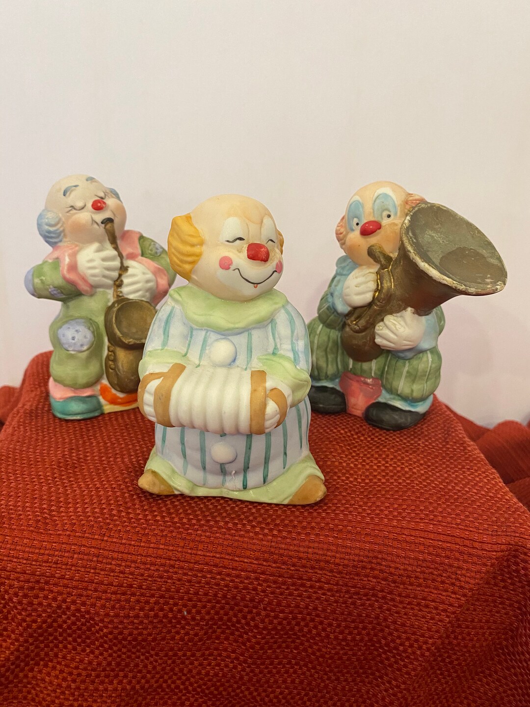 Bell Clowns With Instruments Set of Three Jasco Porcelain Bisque - Etsy