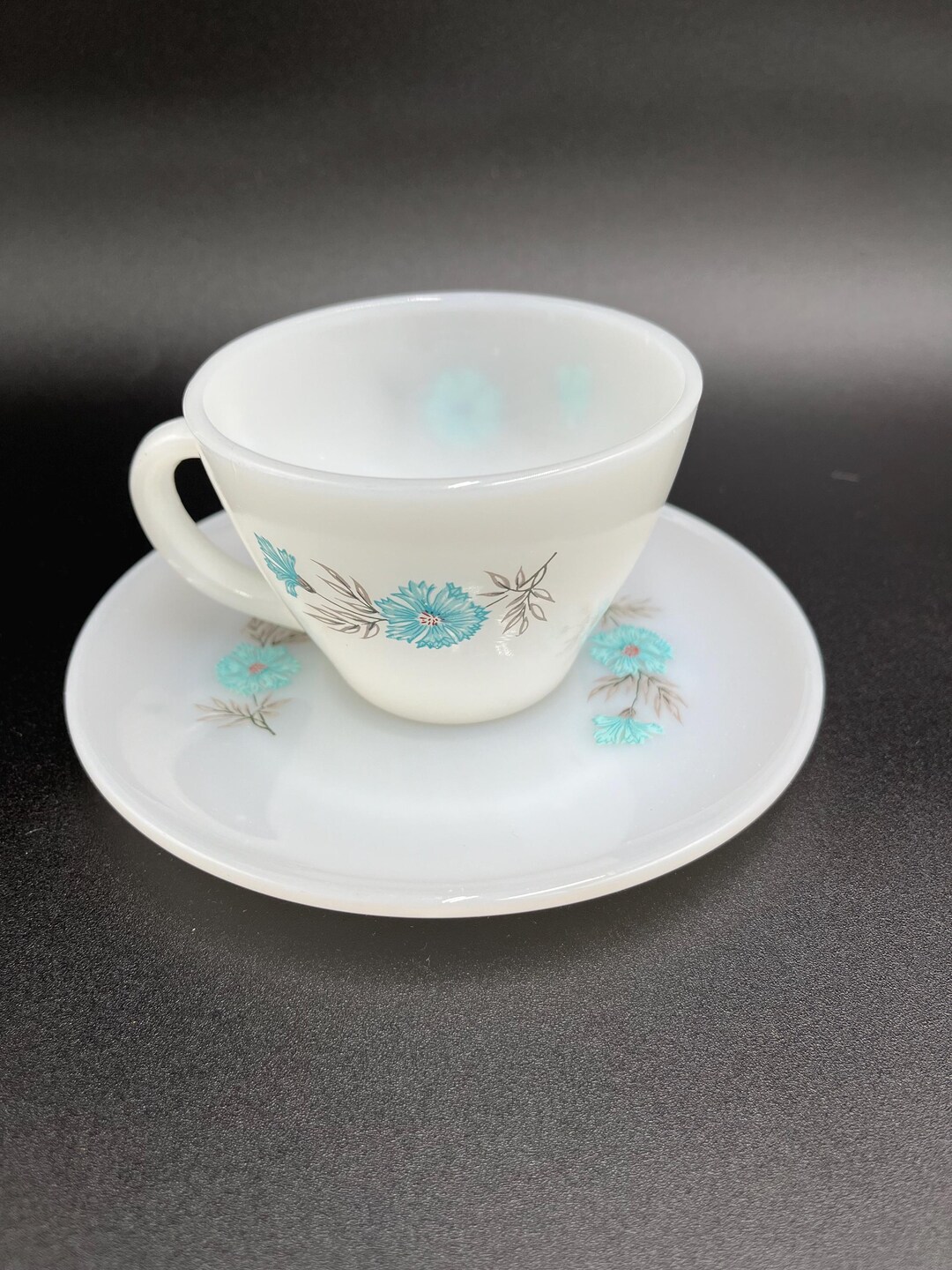Bonnie Blue Fire King Tea Cup and Saucer - Etsy