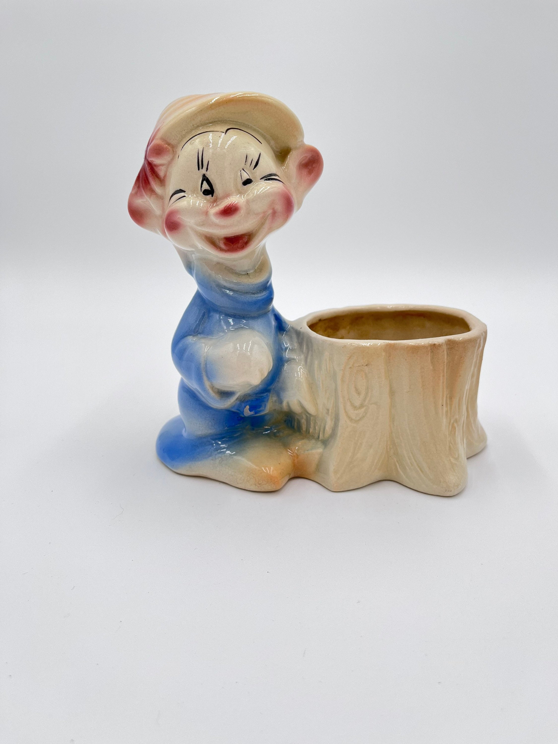 Dopey Tree Stump Planter RARE Leeds Pottery Disney’s - Etsy