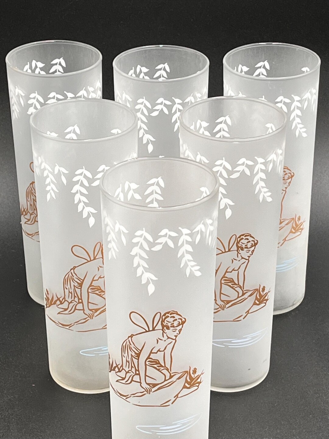 Libbey Satin Glass Fairy Pixie Ice Tea Glasses Set of Six - Etsy