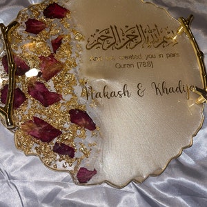 Round Custom Resin Ring Plate With Handles Nikkah Wedding - Etsy