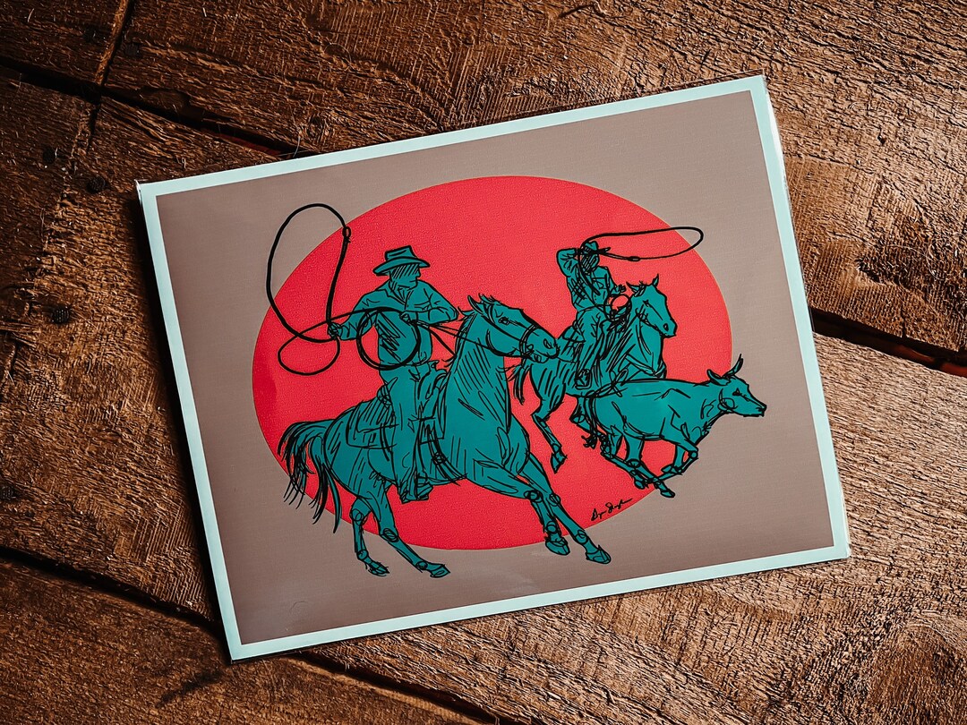 Team Roping - Illustration Print - Etsy