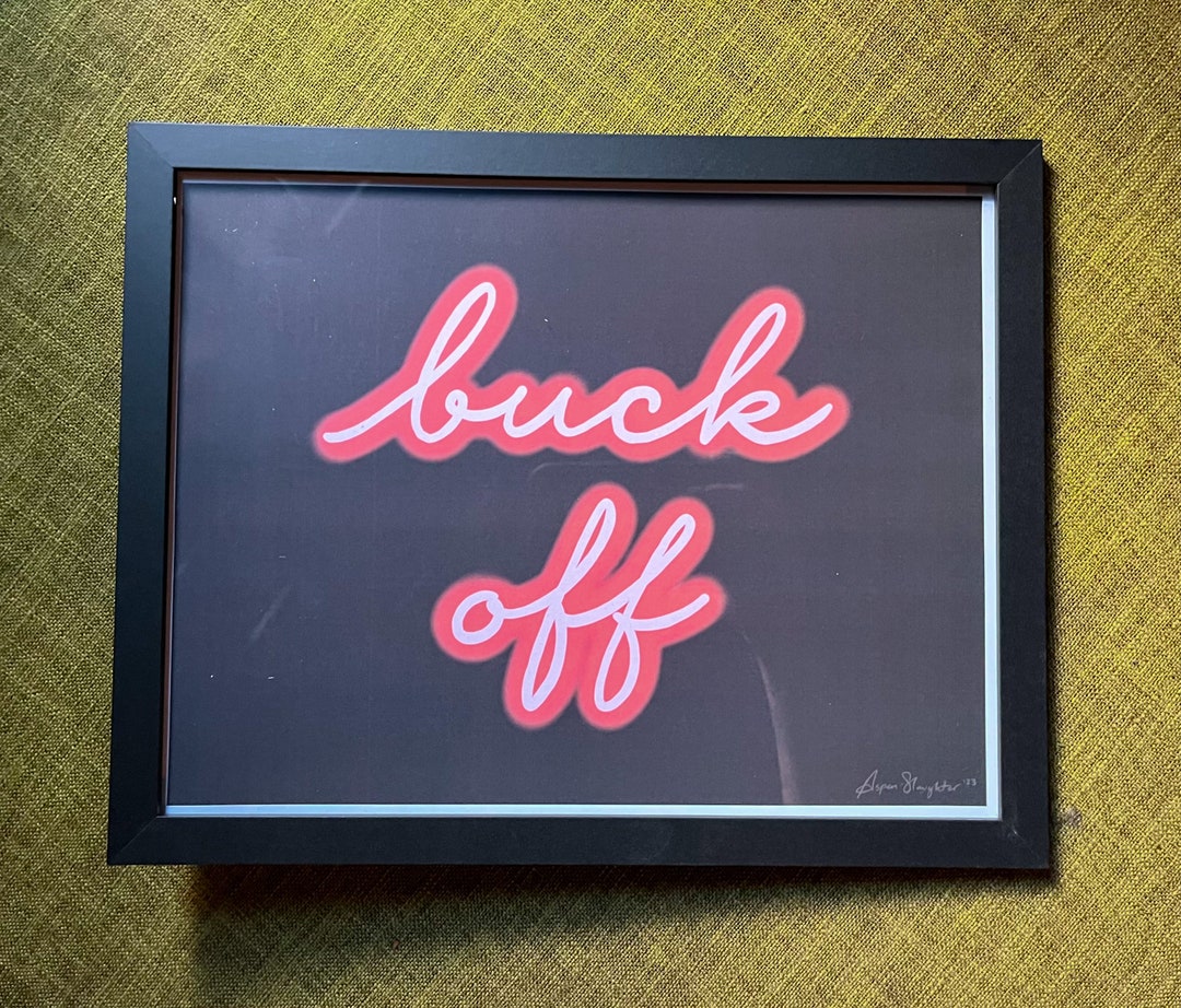 FRAMED Neon Buck off - Western Decor Illustration Art Print - Etsy