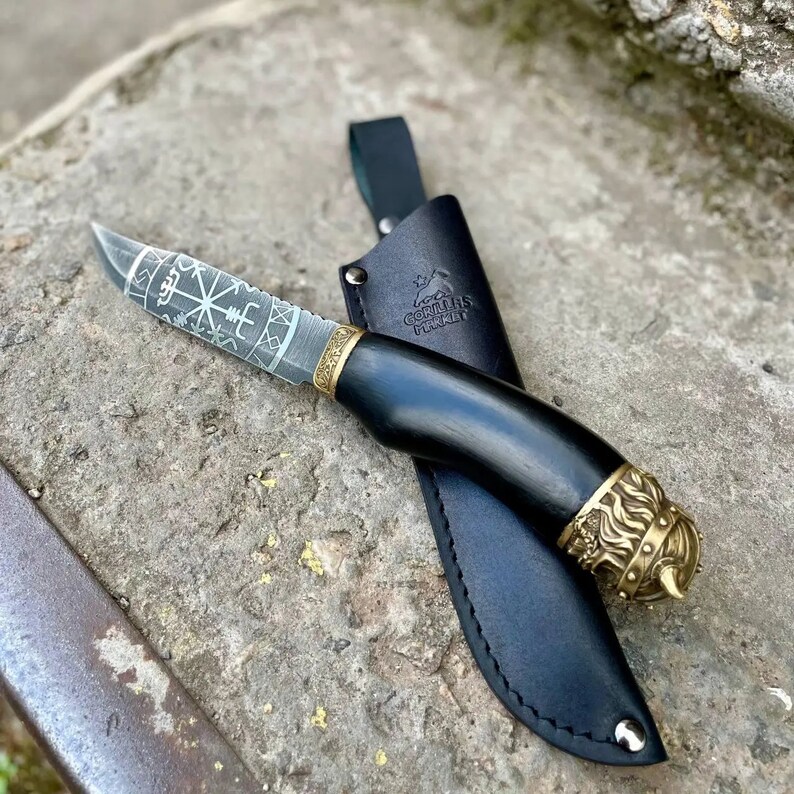 Hunting Knife Engraved viking Hand Forged Knife - Etsy