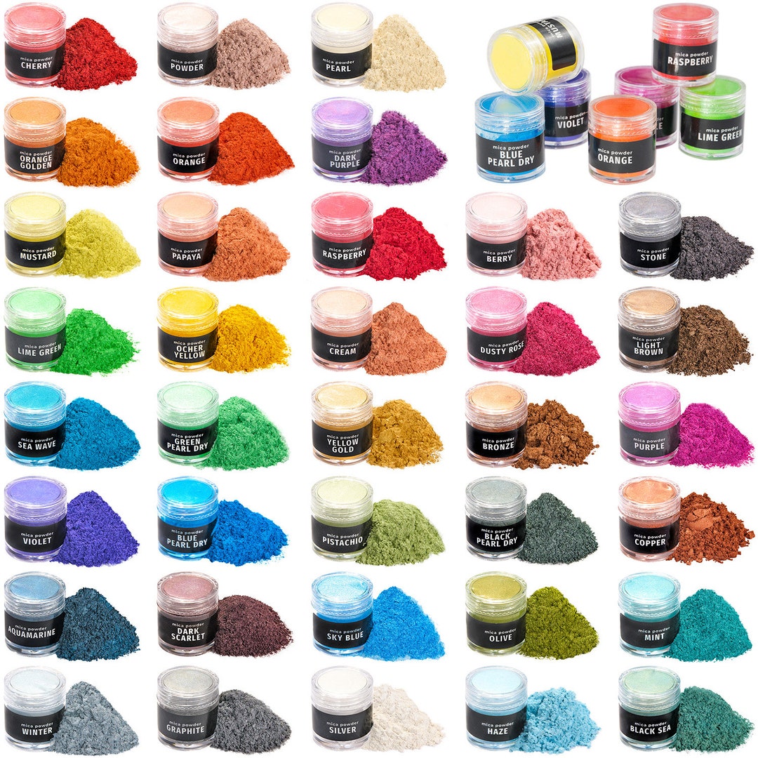 Mica Powder Color Set 24 or 36 Jars, Mica Powder Cosmetic Grade, Epoxy ...