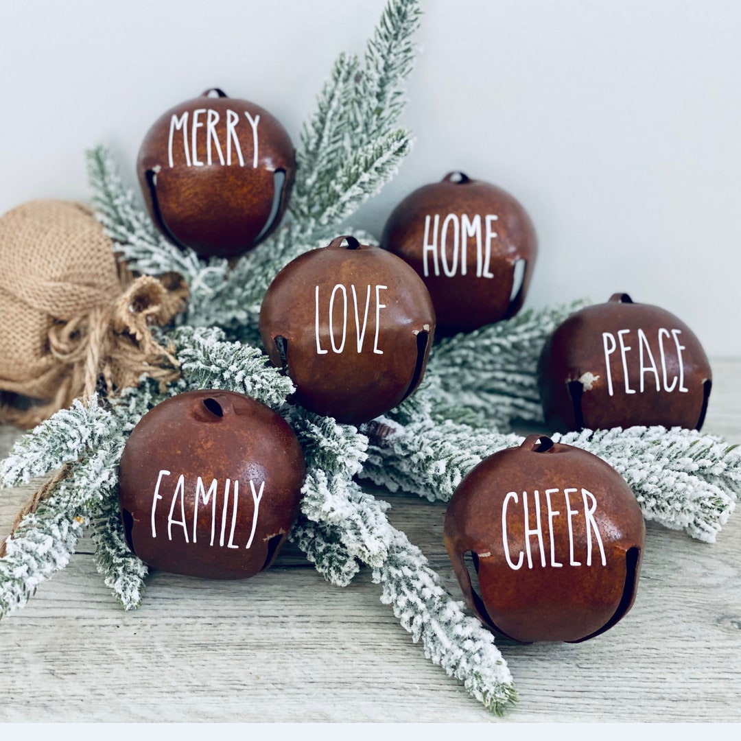 Rustic Farmhouse Jingle Bell Ornaments personalized Rustic Bell ...