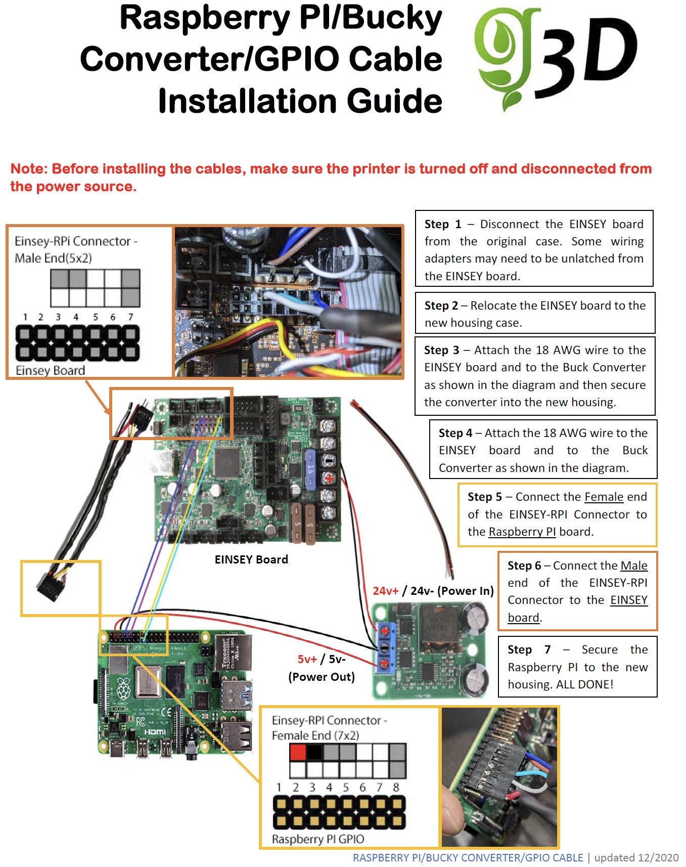 Prusa EINSEY / Raspberry Pi4 or Pi4 / Buck Converter Connector - Etsy