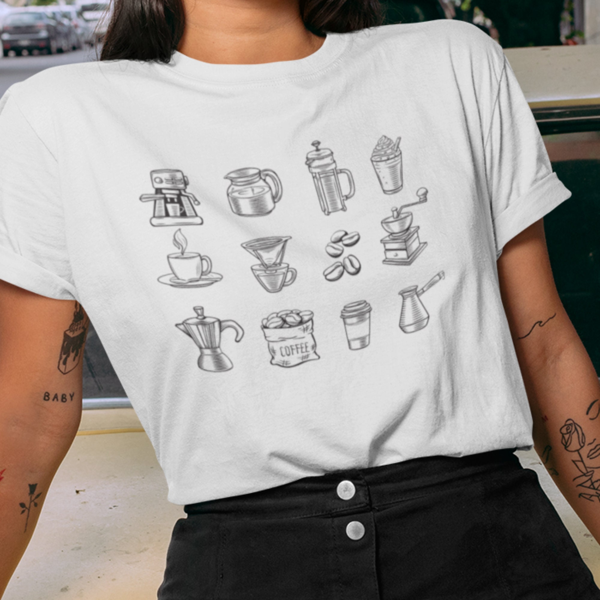 Coffee T-shirt, Coffee Lover Tee, Coffee Accessories Shirt ...