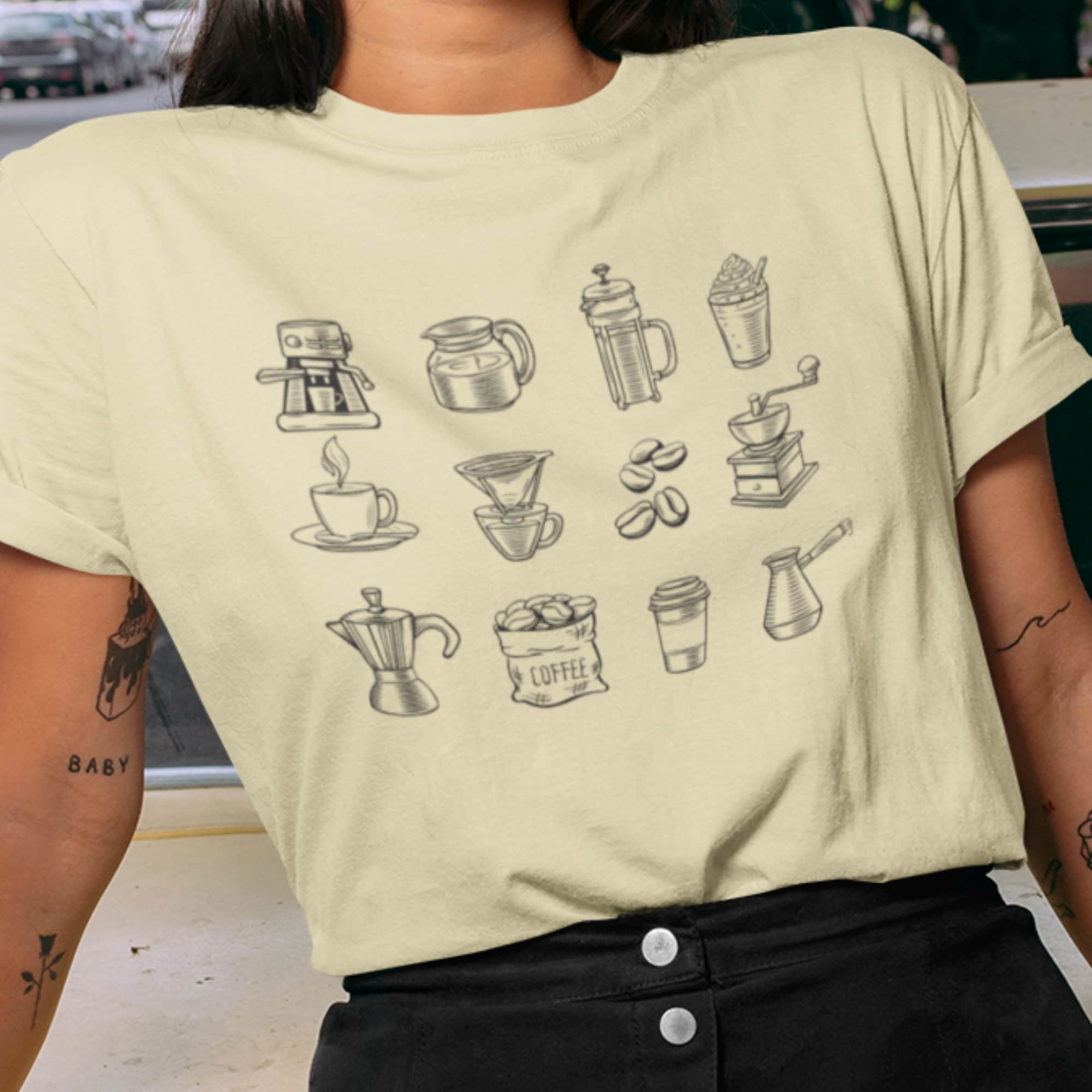 Coffee T-shirt, Coffee Lover Tee, Coffee Accessories Shirt ...