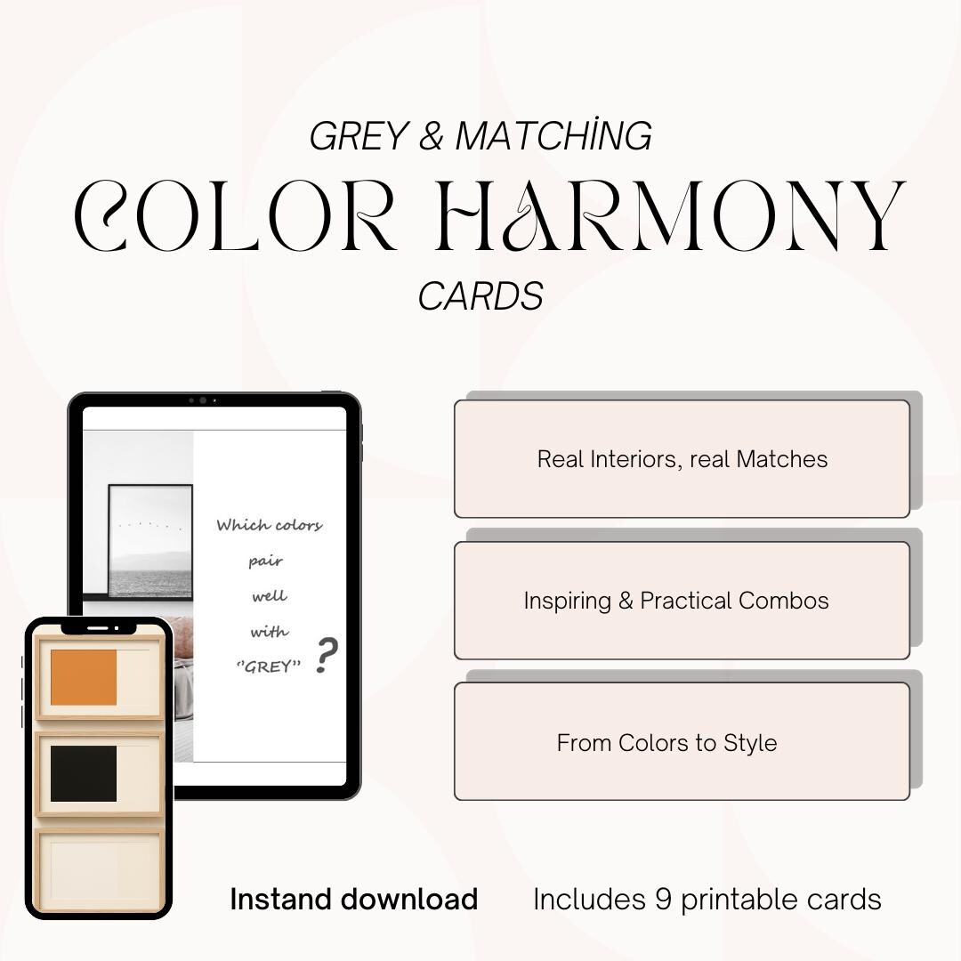 Color Harmony Cards - Top 3 Color Combination With Grey (digital ...