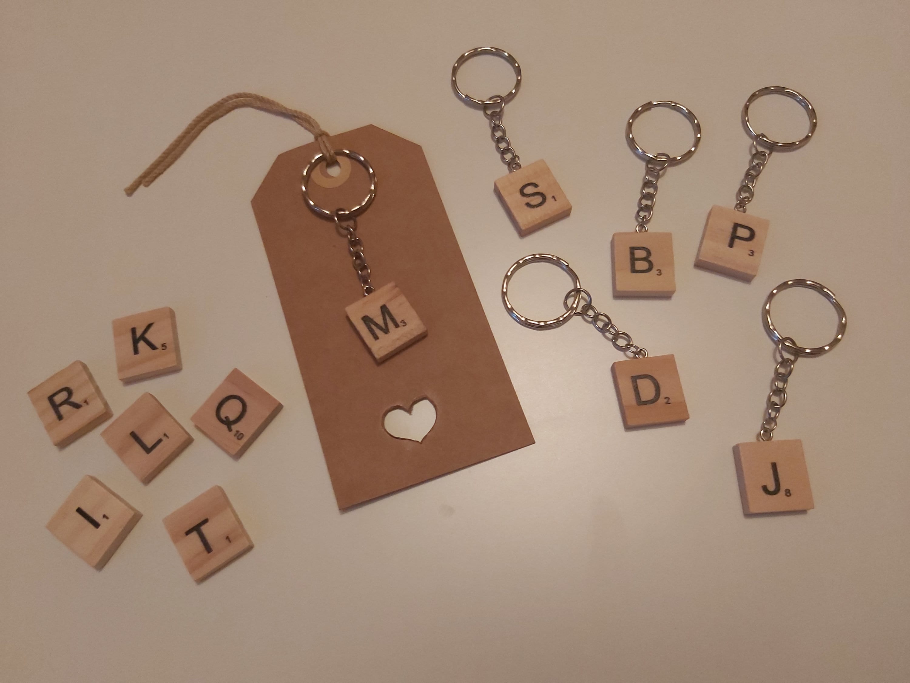 Scrabble Tile Keyring - Alphabet Keychain, Wedding Favour, Birthday ...