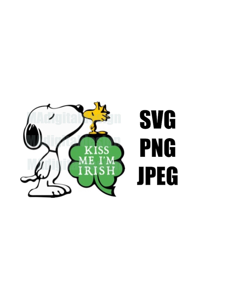 Snoopy and Woodstock Kiss Me I'm Irish St Patrick's | Etsy