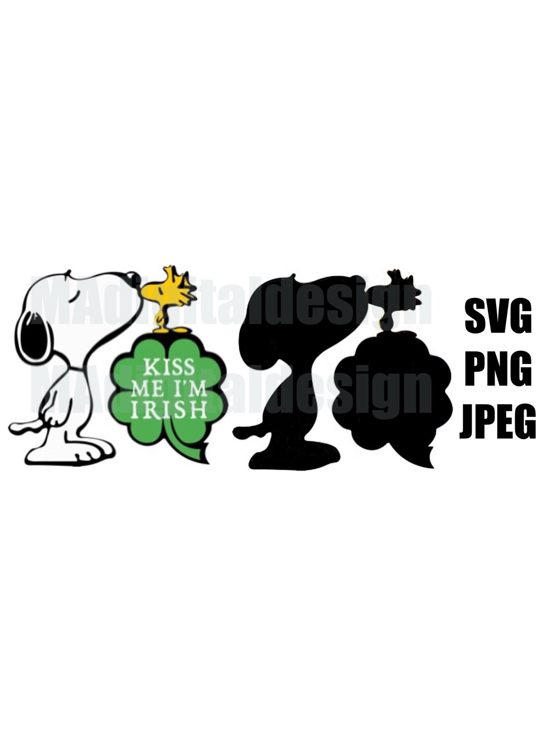 Snoopy and Woodstock Kiss Me I'm Irish St Patrick's Day Digital Cut ...