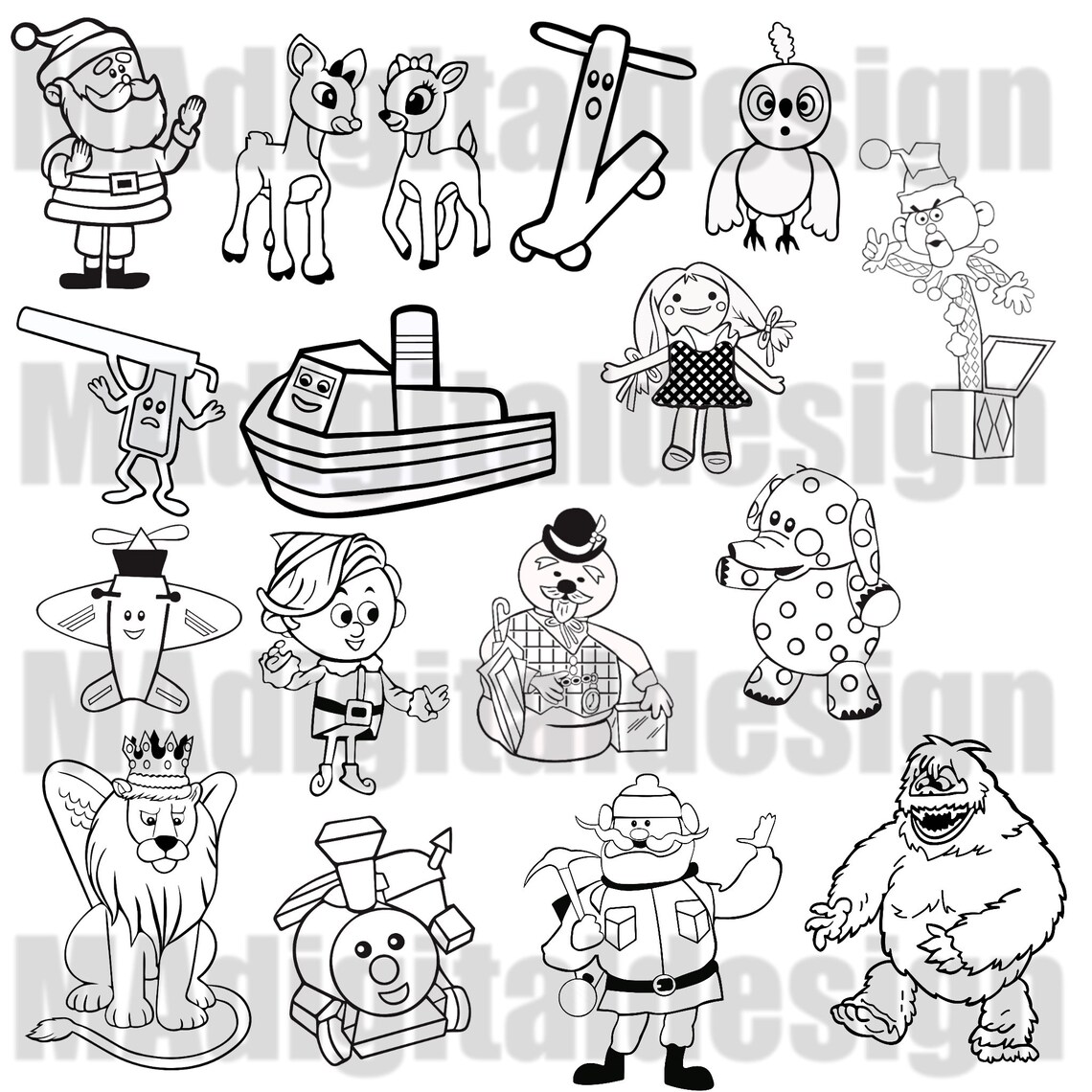 Coloring Page Rudolph the Red Nosed Reindeer MEGA Bundle Includes 16 ...