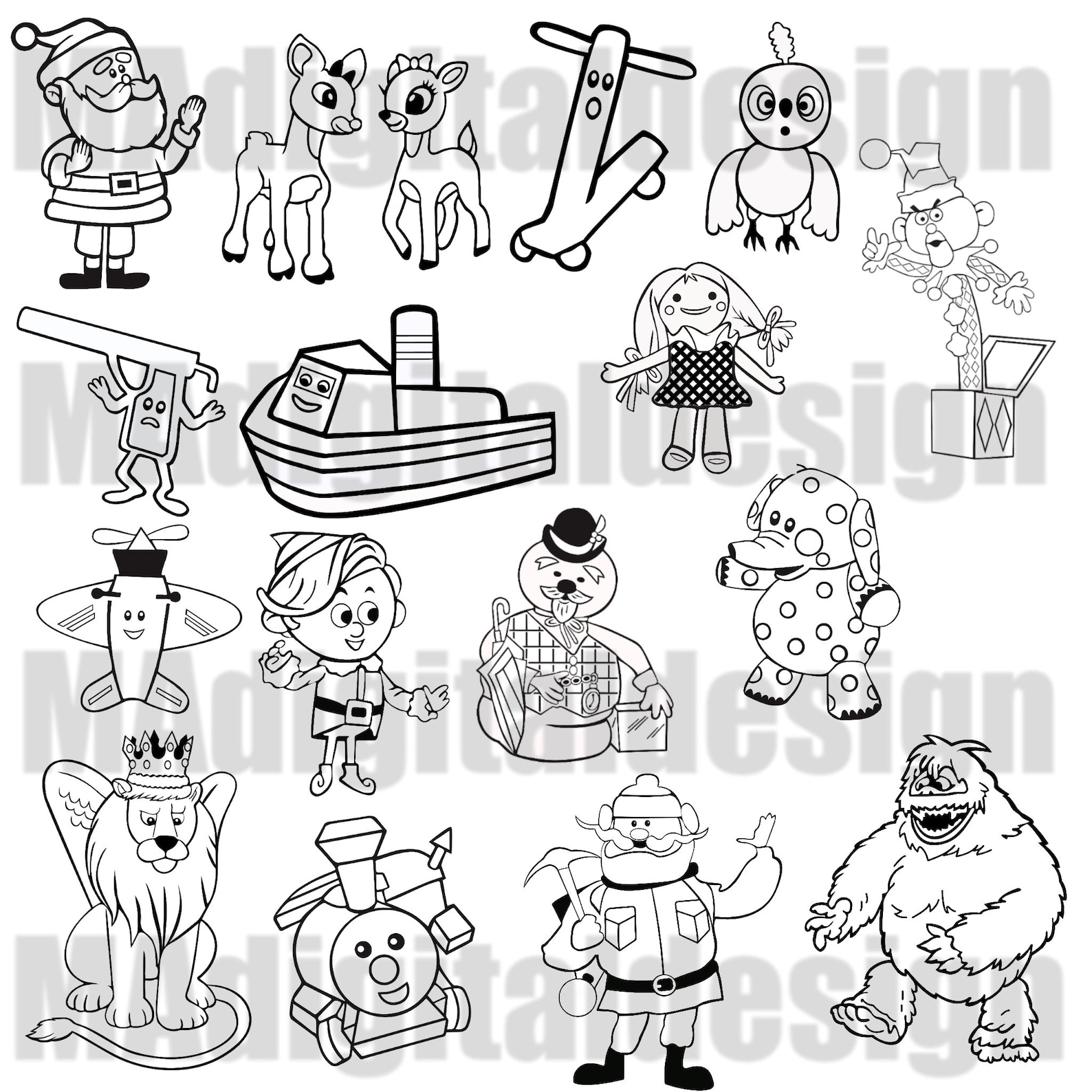 Coloring Page Rudolph the Red Nosed Reindeer MEGA Bundle Includes 16 ...