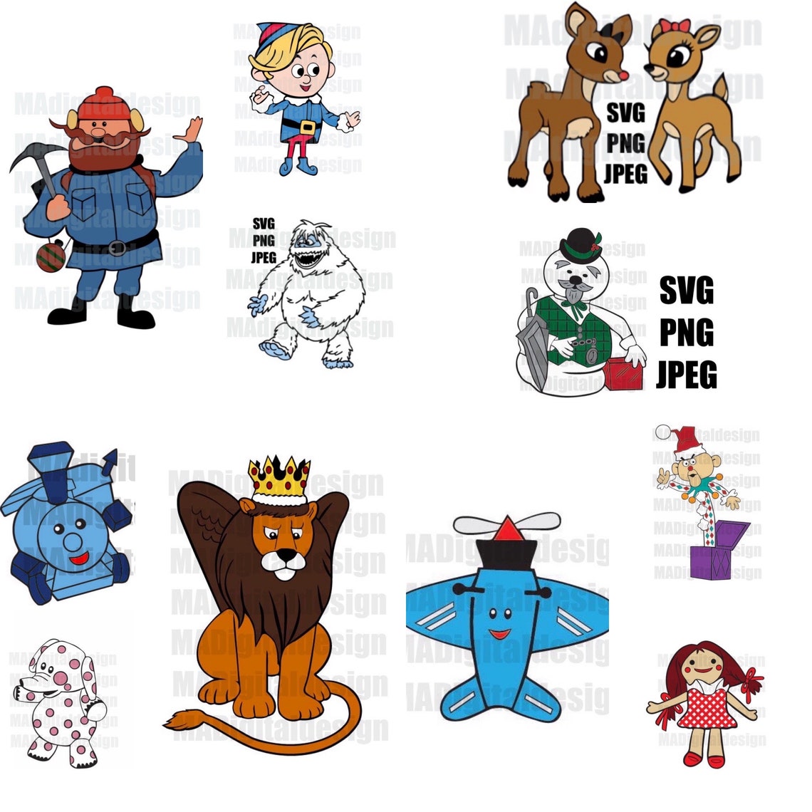 Rudolph 11 Image Bundle - Rudolph & Clarice, Abominable, Yukon, Hermey ...