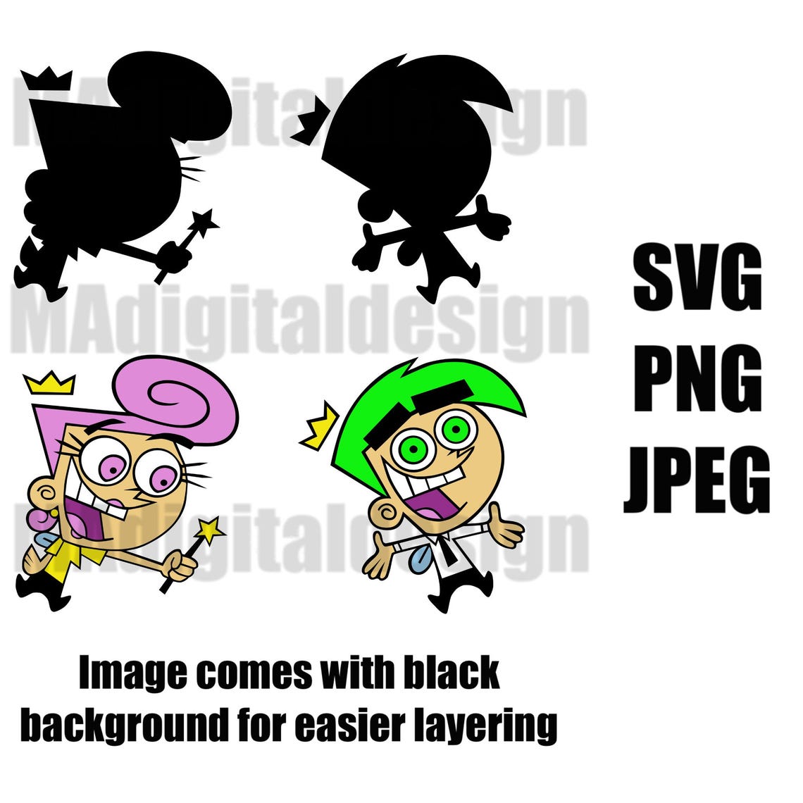 Cosmo and Wanda From Fairly Odd Parents Classic Cartoon Digital Cut ...