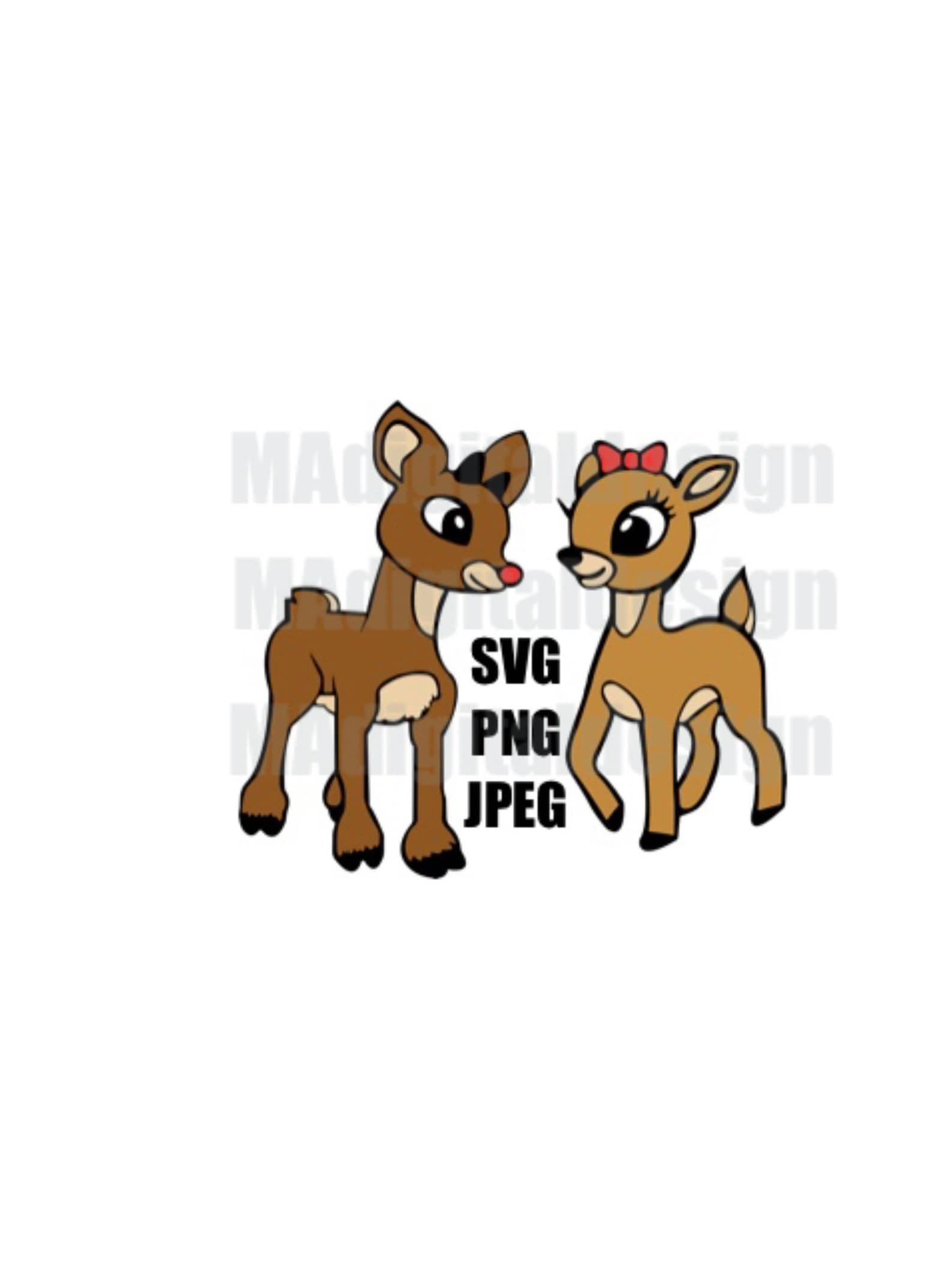 Rudolph the Red Nosed Reindeer and Clarice Digital Cut File Svg, Png ...