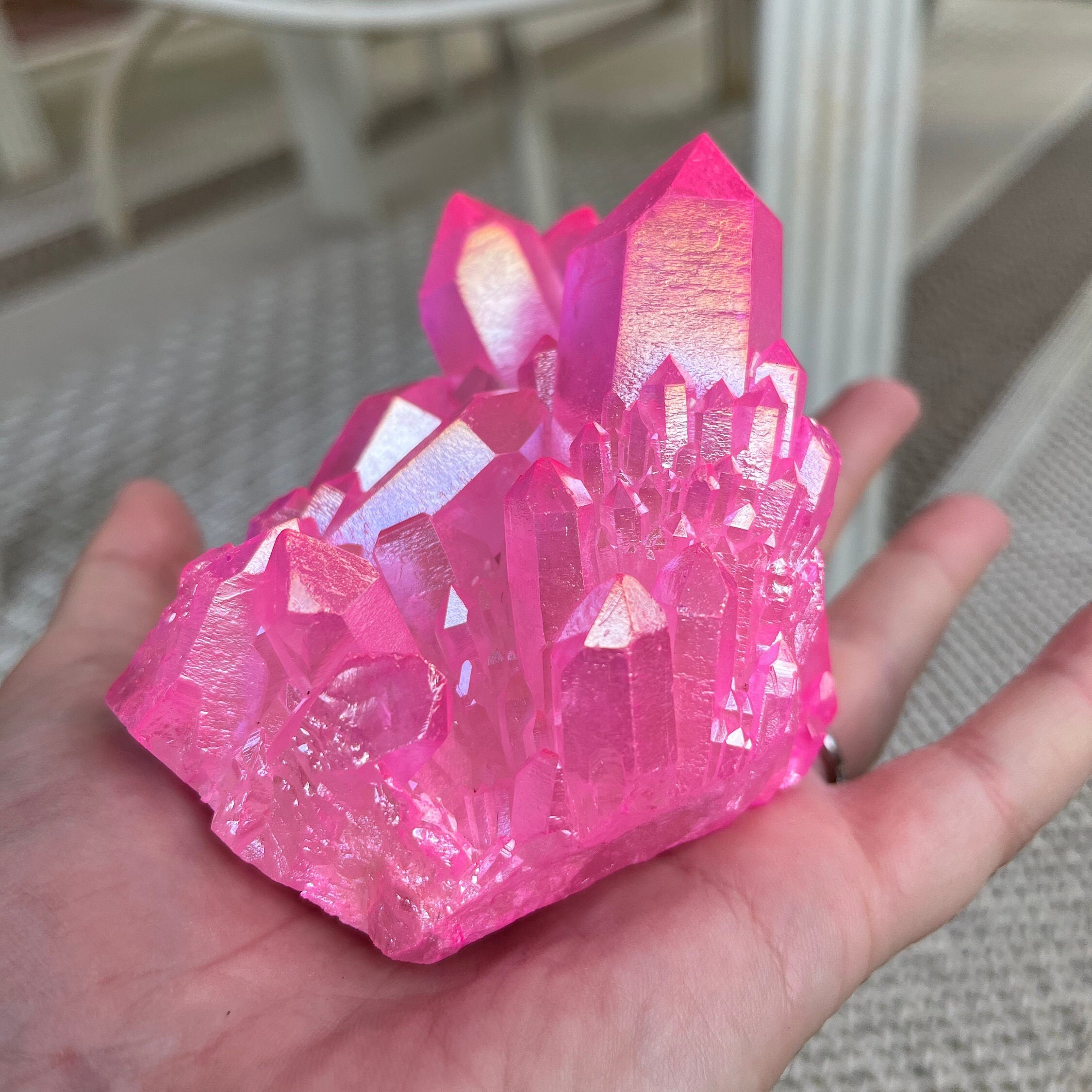 Pink Aura Clear Quartz Cluster Reiki Infused Pink Crystal Pink Quartz ...