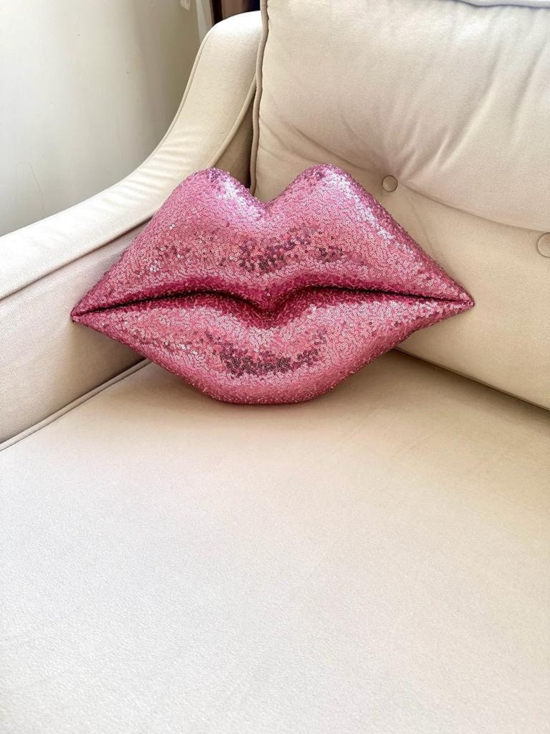 Glitter Lips Throw Pillow Hot Lips Shaped Decorative Pillow Double ...