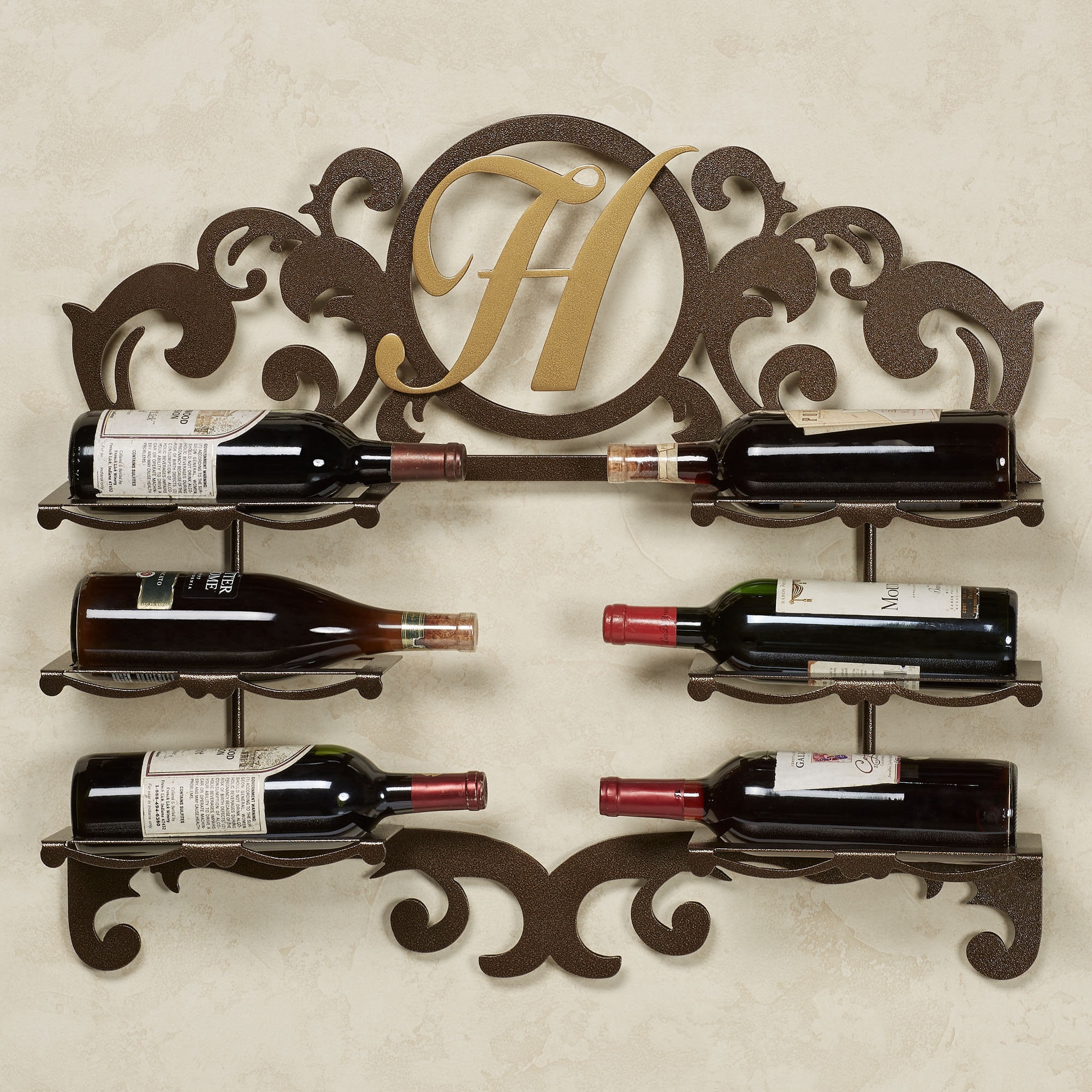 Personalized Metal Wall Wine Rack With Custom Initial Monogram ...