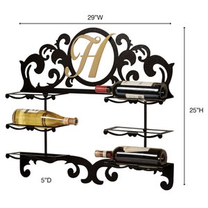 Personalized Metal Wall Wine Rack With Custom Initial Monogram ...