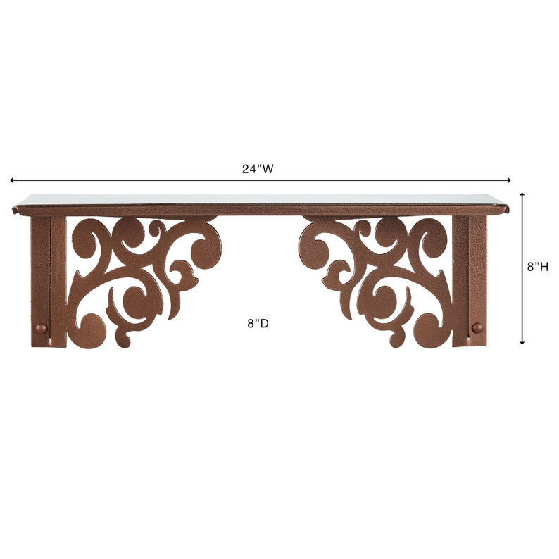 Noble Scrolls Metal Wall Shelf | Indoor Outdoor | 4 Finishes | Rustic ...