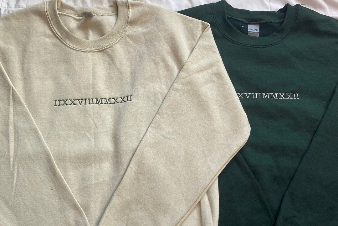 Custom Embroidered Roman Numbers Sweatshirt Aesthetic, Personalized ...