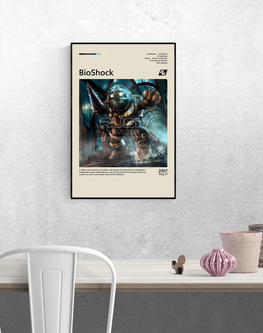 Bioshock Poster, Gaming Decor, Video Game Art, Gaming Room Poster | 2:3 ...