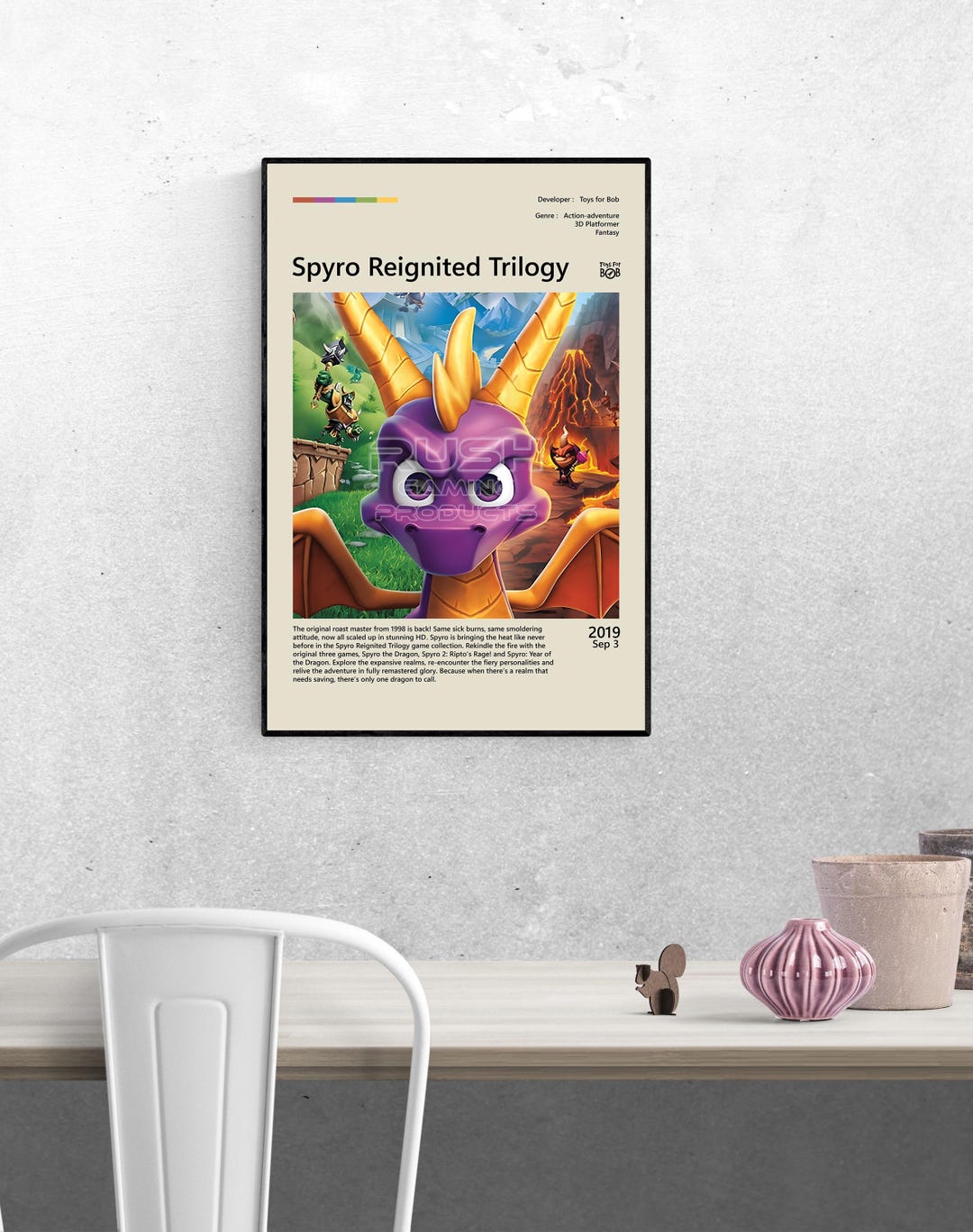 Spyro Reignited Trilogy Poster, Gaming Decor, Video Game Art, Gaming ...