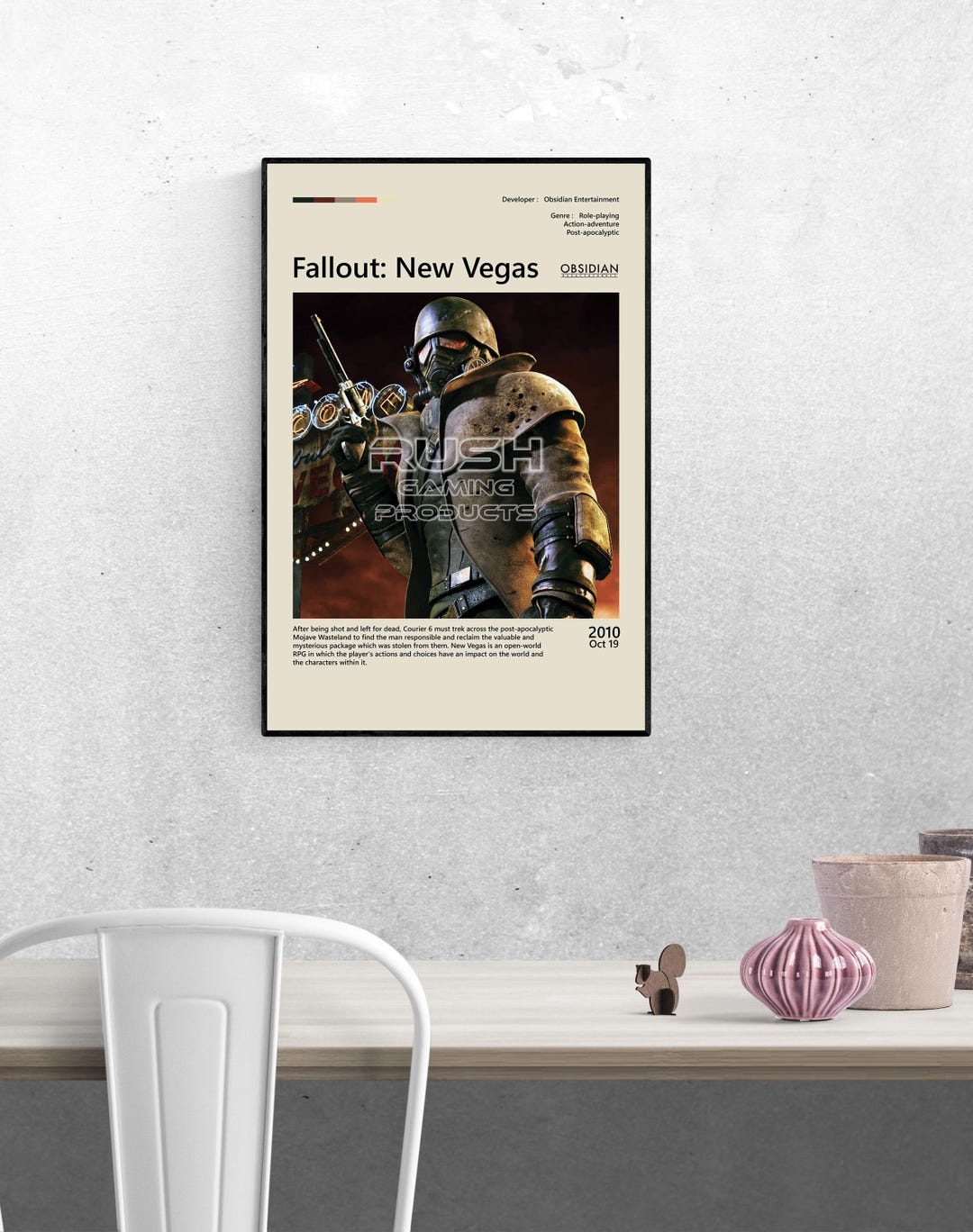 Fallout New Vegas Poster, Gaming Decor, Video Game Art, Gaming Room ...