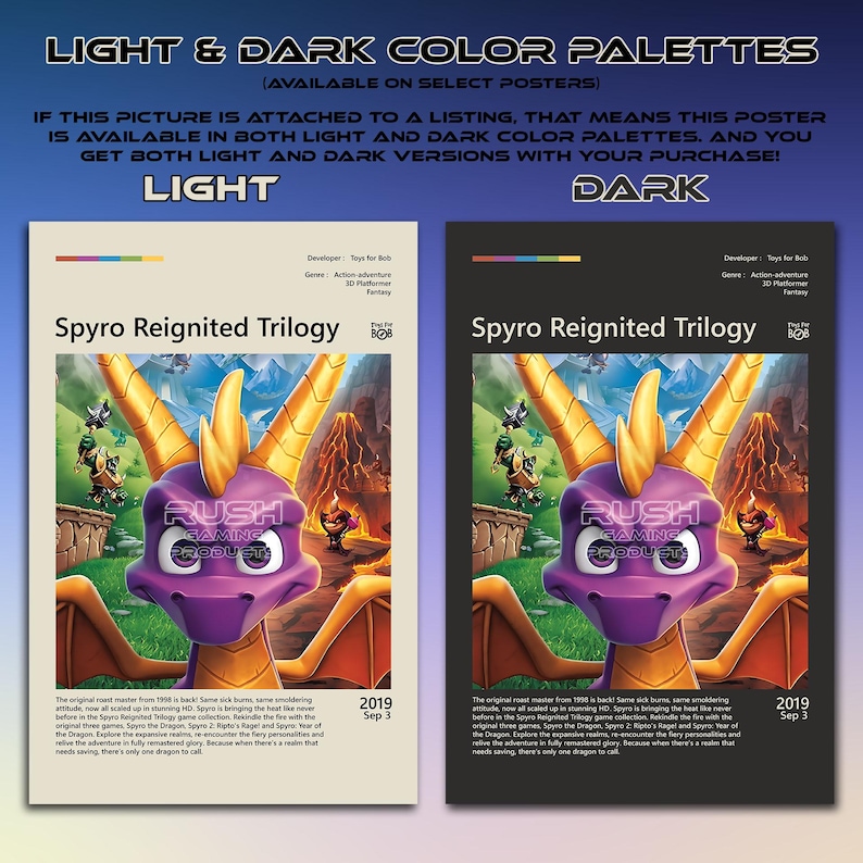 Spyro Reignited Trilogy Poster, Gaming Decor, Video Game Art, Gaming ...