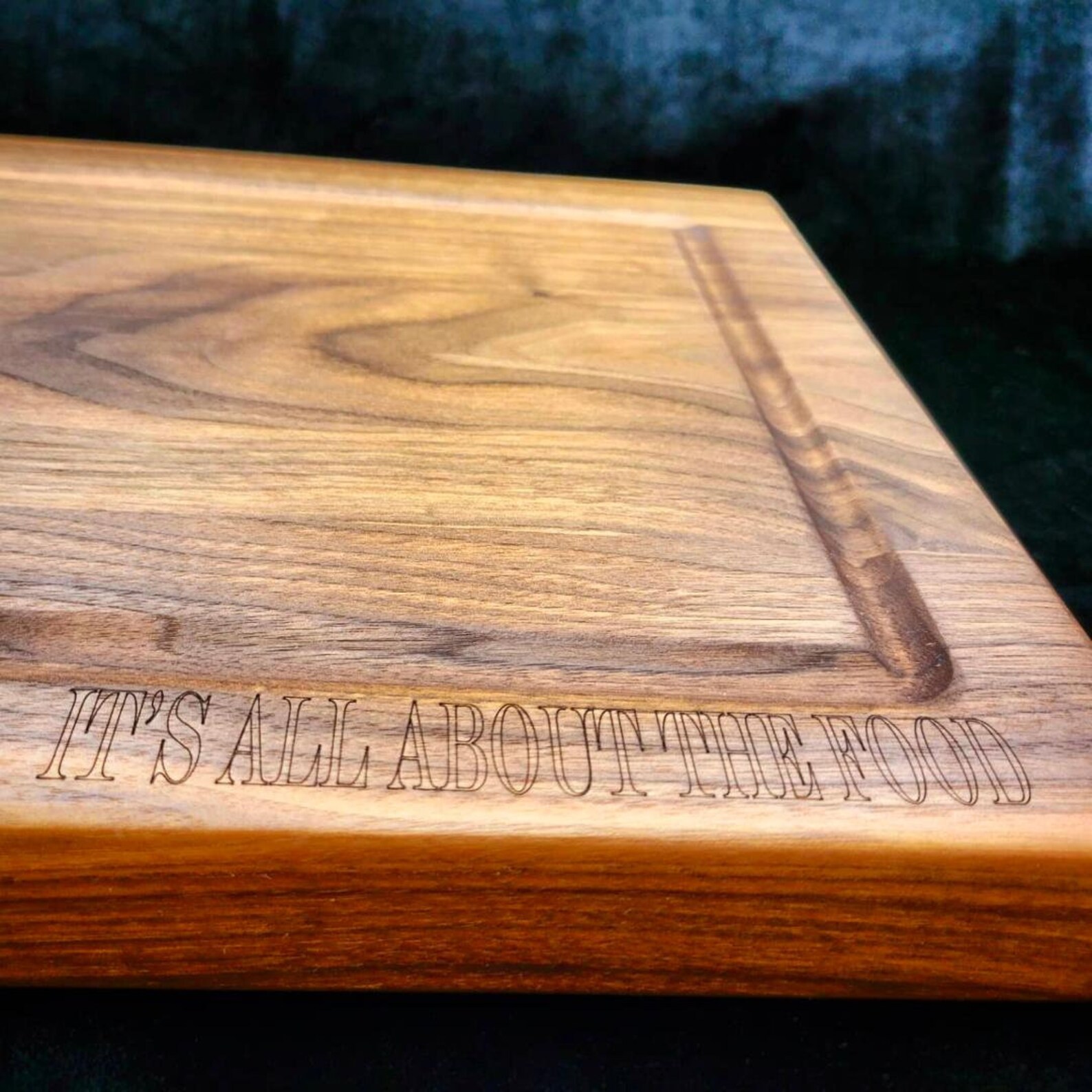American Walnut Wood Thick Butcher Block Cutting Board With - Etsy