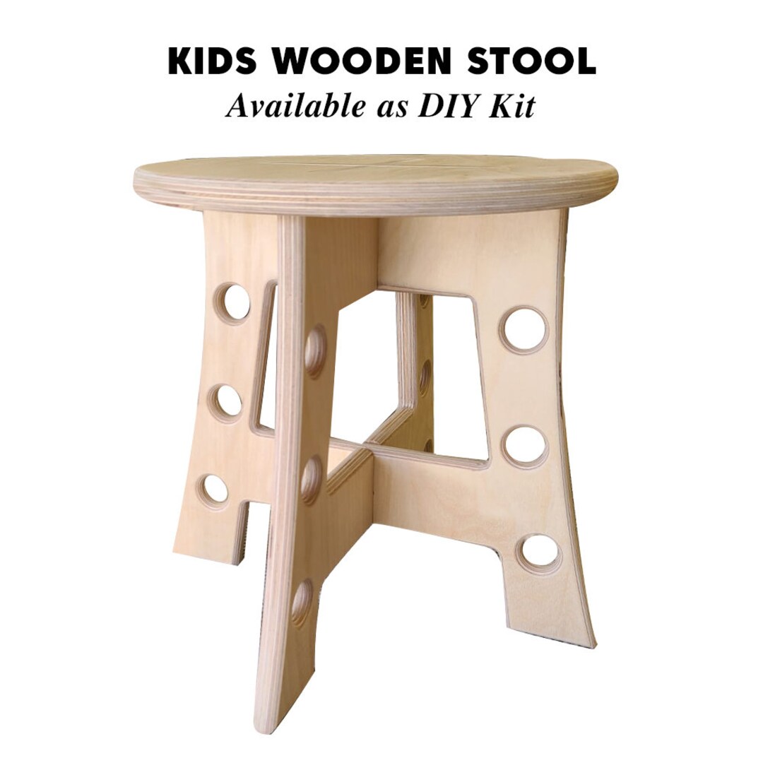 DIY Kids Stool Kit. Wooden 13 Stool With Paint, Glue, Stencils. Easy ...
