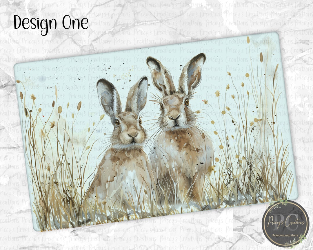 Personalised Hare Glass Chopping Board - Custom Kitchen Decor, Spring ...