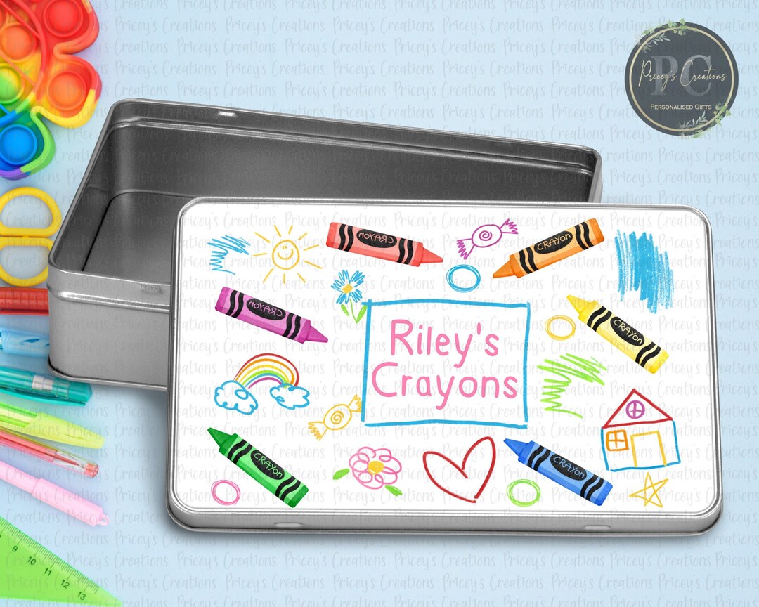 Personalised Pencil Tin, Crayon Box, Storage Tin for Colouring Pens ...