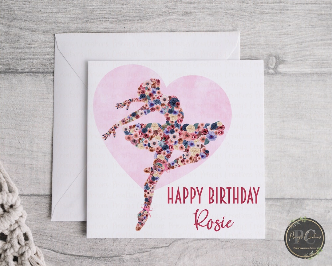 Personalised Dancer Birthday Card, Ballet Greeting Thank You Card for ...