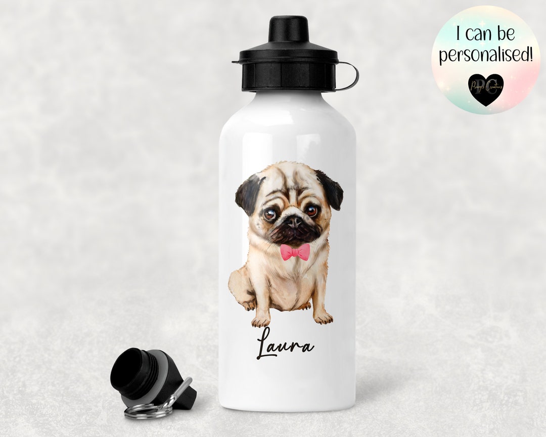 Personalised Pug Water Bottle Pugs Pug Gift Personalised - Etsy UK