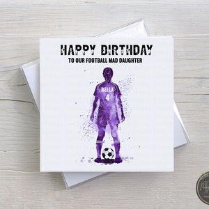 Girls Football Birthday Card, Custom Soccer Card, Personalised Sports ...