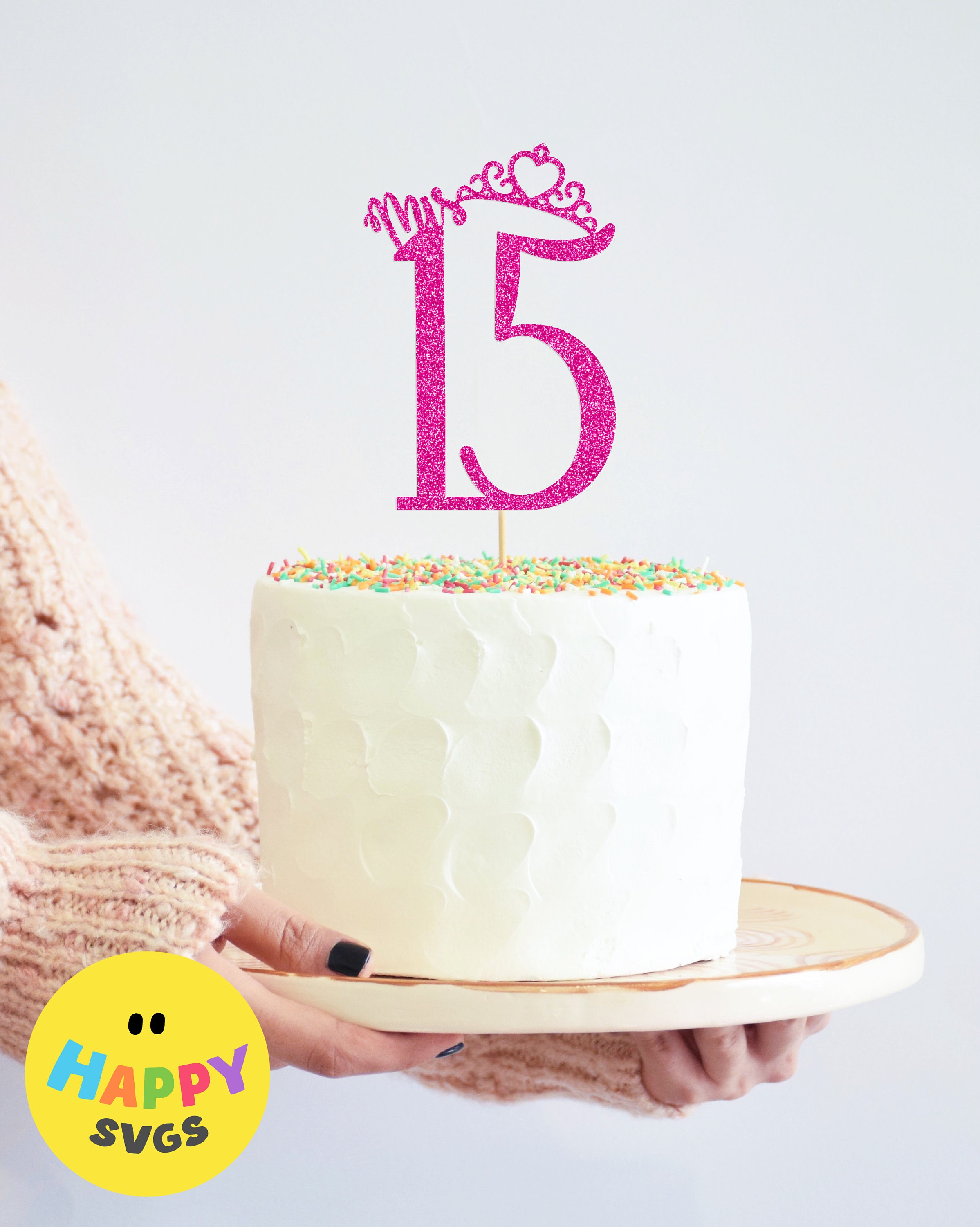 Mis 15 Crown Cake Topper SVG, Sweet 15 Cake Topper, Mi Quinceañero Svg ...