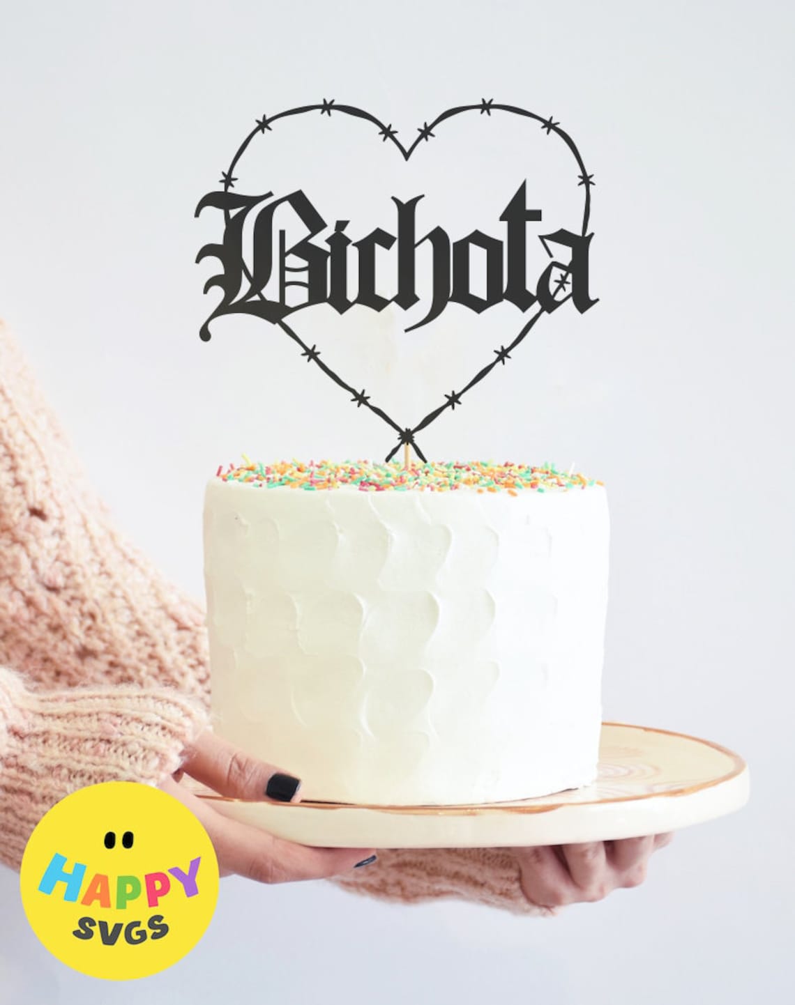 Bichota Heart Wireframe Cake Topper SVG Cake Topper Files for - Etsy