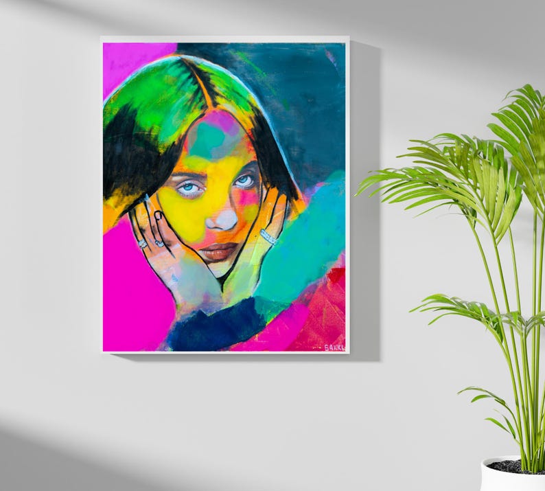 Billie Eilish Digital Wall Print | Modern Printable Home Decor | Custom ...