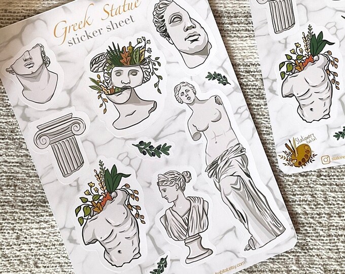 GREEK SCULPTURE Sticker Sheet // Aesthetic Ancient Museum Art Head Body ...