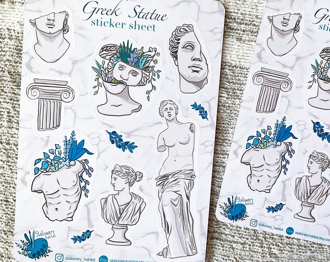 GREEK SCULPTURE Sticker Sheet // Aesthetic Ancient Museum Art Head Body ...