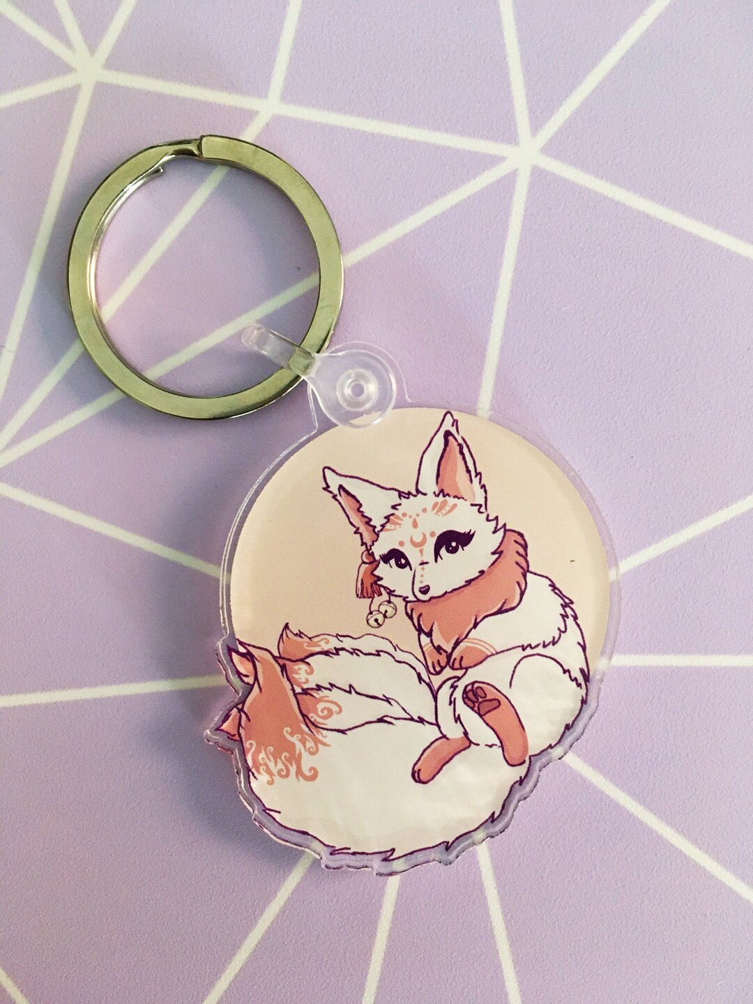 LAST CHANCE SALE Sakura Kitsune Fox Acrylic Keychain Japanese Folklore ...