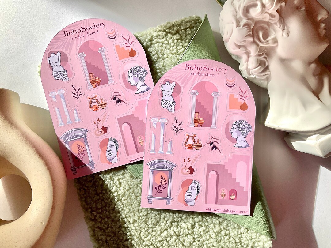 Boho Society Greek Statue Sticker Sheet Bohemian Stickers Decorative ...