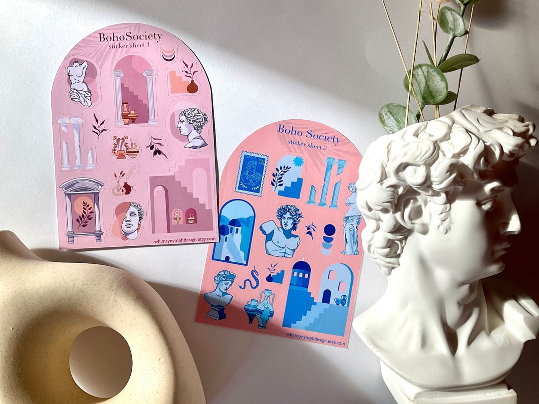 Greek Statue Sticker Bundle | “boho Society” Sticker Sheet | Bohemian ...