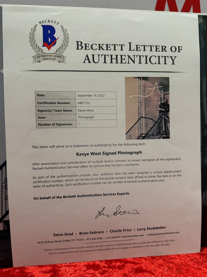 Kanye West Signed RARE Photograph Beckett Authentication - Etsy