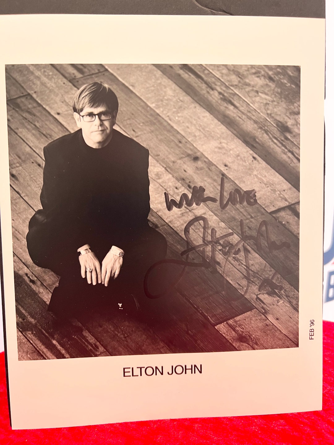 Elton John Signed Autographed Black and White Photo Inscribed With Love ...